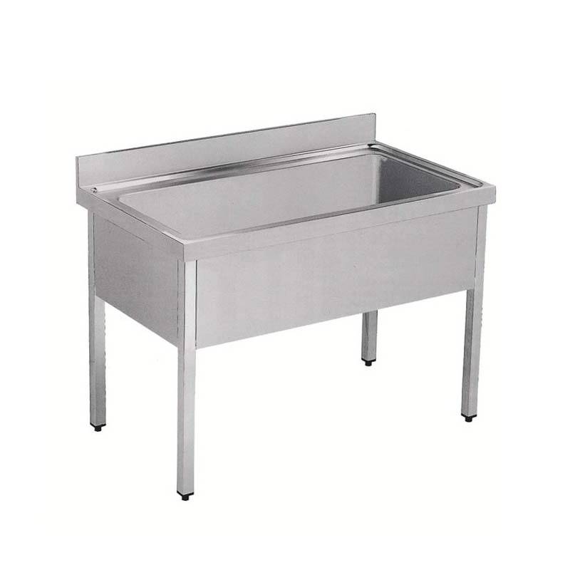 Industrial stainless steel sink with frame, shelf and a bowl 1400x700 Nofer