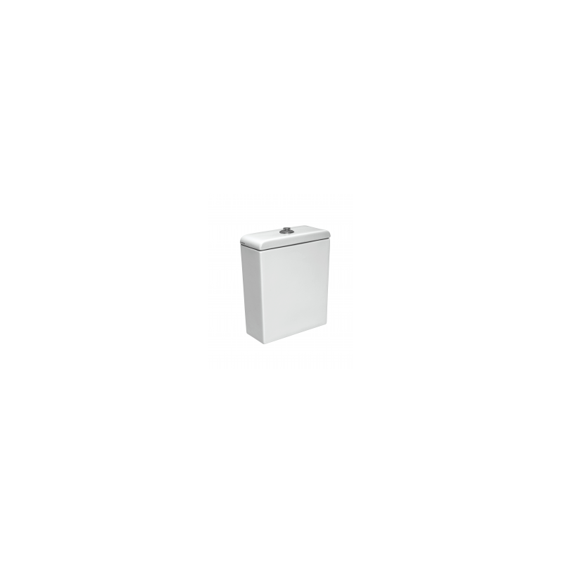 Low cistern with lid and double flush mechanism installed with bottom ...