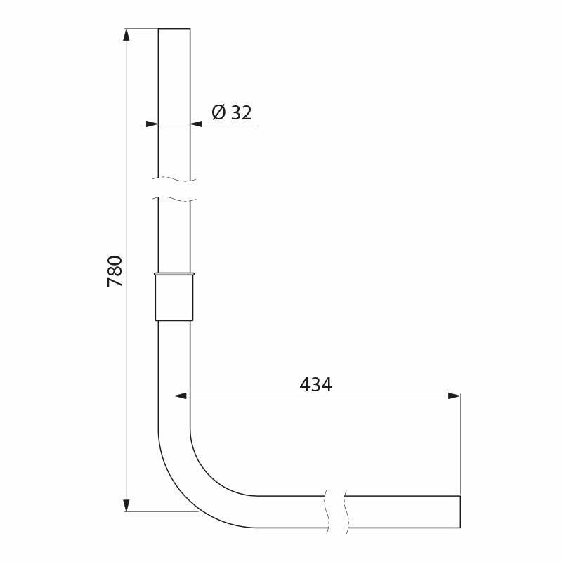 PVC Flush Pipe for Built-in/Transmuro Elbowed Toilet Ø32, Delabie ...