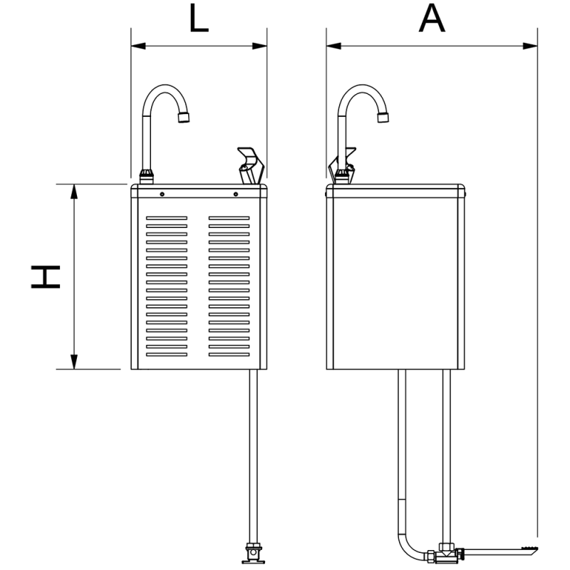 Fuente mural refrigerada de agua fría Cold+ con grifo a pedal marca ...