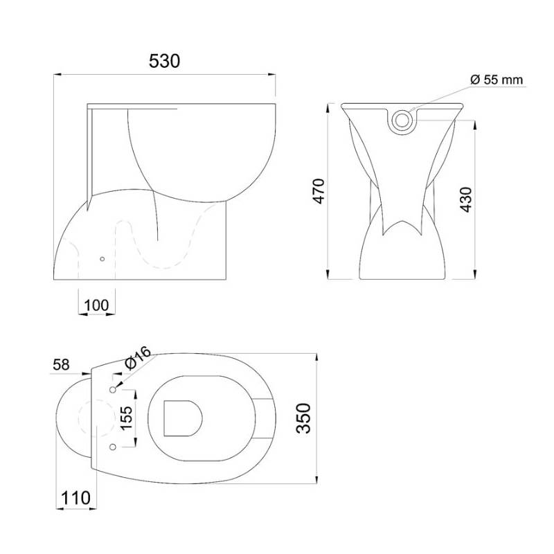 Inodoro altura especial para baño de discapacitados PMR a suelo con salida vertical y apertura ...
