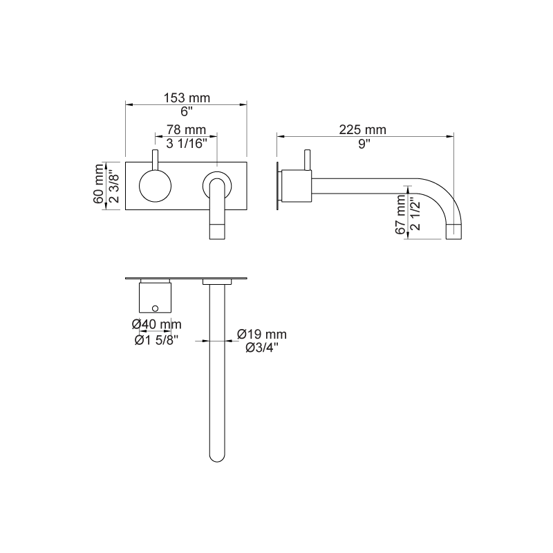 Válvula de paso empotrada a pared con válvula cerámica (ref. 922) en acero inox Vola ...