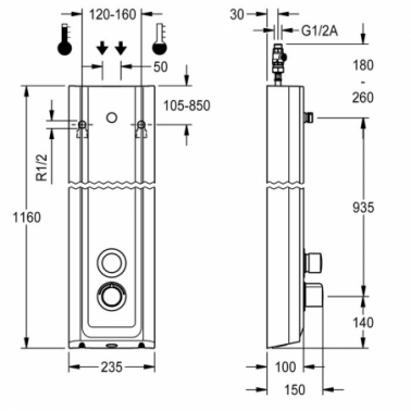 Panel de ducha F5S-Therm de MIRANIT con unidad higiénica premontada ...